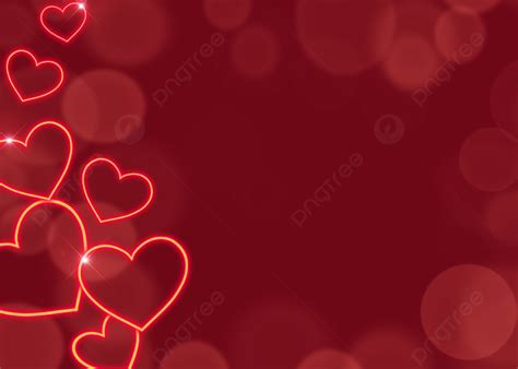 Fondo Decorativo Rojo De Corazones De Neón De San Valentín Día De San