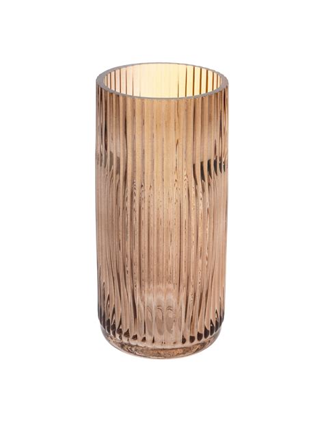 Glas vase med riller Ø6xH11 cm Plantorama