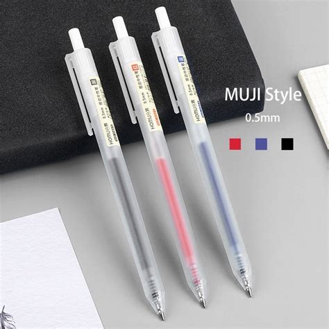 Bút Bi Mực Gel Muji style Bút Baijin Thân Mờ Ngòi 0 5mm 3 Màu Xanh