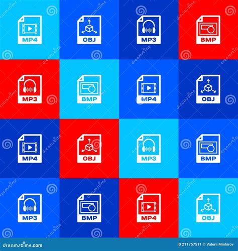Set Mp File Document Obj Mp And Bmp Icon Vector Stock Vector
