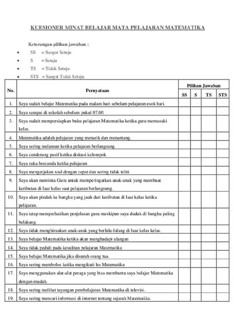 Top Pdf Kuesioner Penelitian Setelah Uji Validitas Dan Realiabilitas
