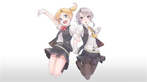 Anthropomorphism Aqua Eyes Blonde Hair Blush Bow Gloves Gradient Gray Eyes Gray Hair Kantai