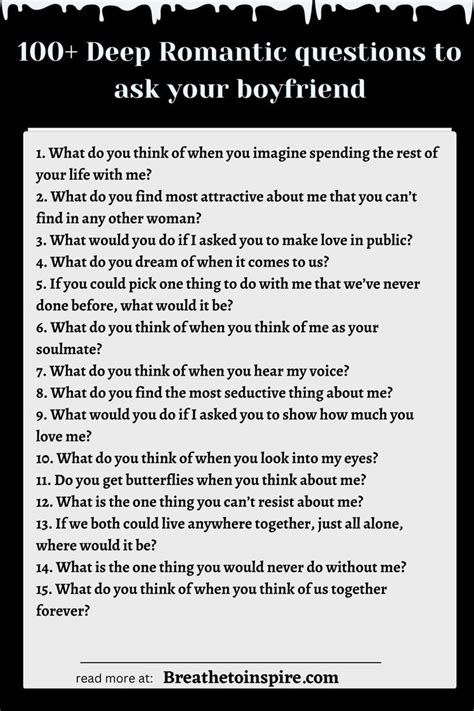 A Poem With The Words 100 Deep Romantic Questions To Ask Your Boyfriend