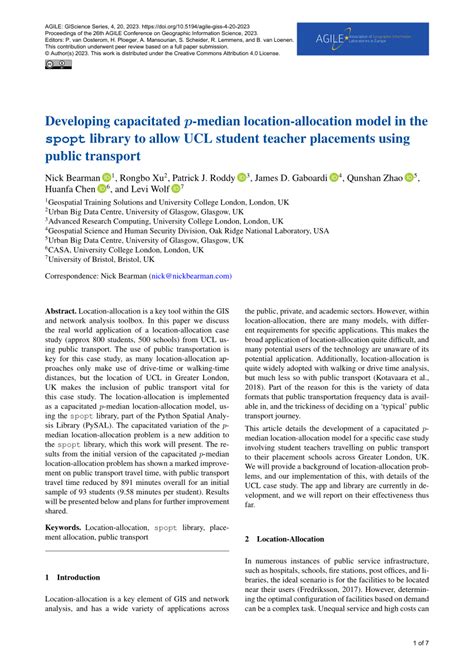 pdf developing capacitated p median location allocation model in the spopt library to allow