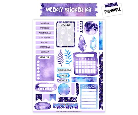 Printable Bullet Journal Weekly Sticker Kit 34 Aesthetic Etsy