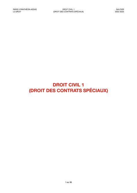 Cours Contrats spé L3 DROIT DROIT DES CONTRATS SPÉCIAUX 2022