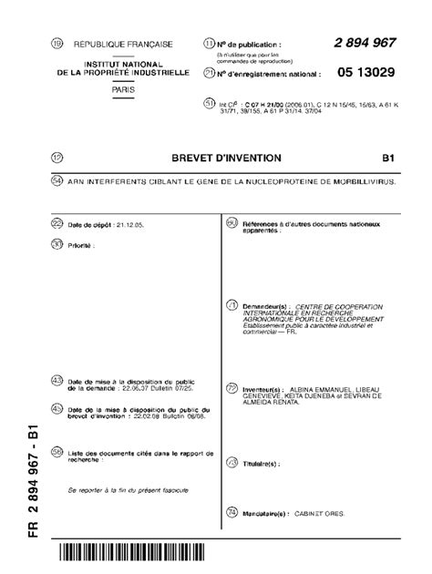Fillable Online Agritrop Cirad FR3055967A1 Dispositif De Detection De