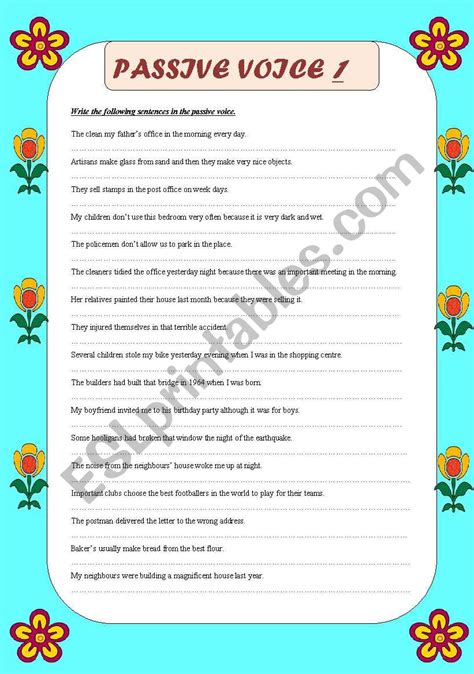 Passive Voice ESL Worksheet By Montseteacher