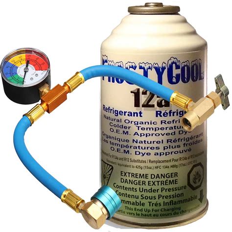 Kit de recharge de gaz clim Frostycool 12a manomètre raccord rapide R