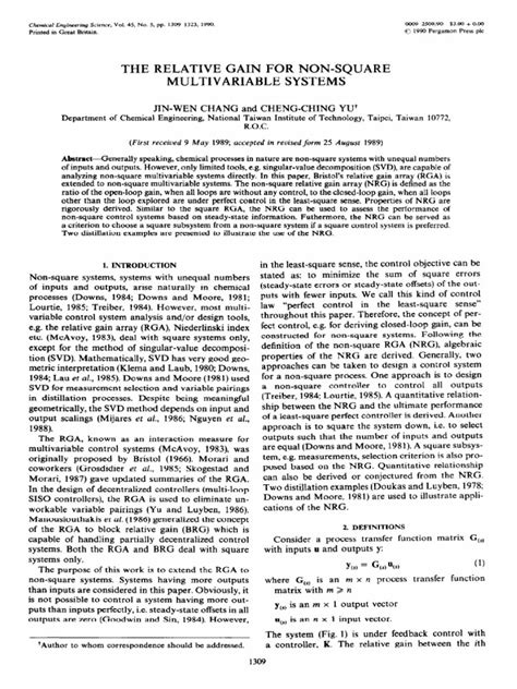 the relative gain for non square multivariable systems pdf matrix mathematics control theory