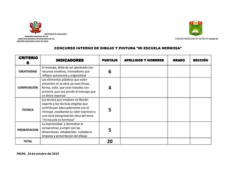 Rubrica Para Evaluar Cuadro De Dibujo Y Pintura Dibujo Color Porn Sex