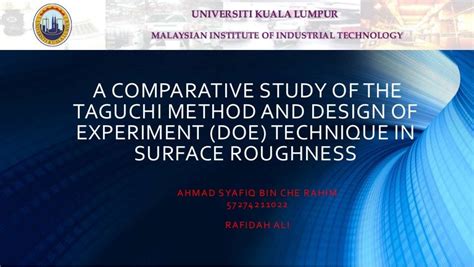 design of experiment doe taguchi method and full factorial design