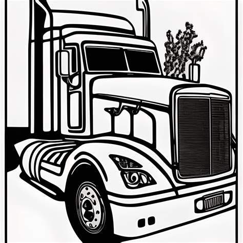 Semi Truck Coloring Page Black And White Creative Fabrica