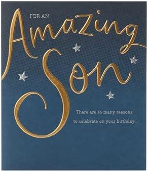 UK Greetings Birthday Card For Son Gold Blue Design Amazon Co Uk