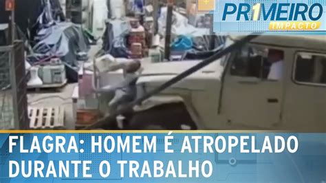 Trabalhador é atropelado pelas costas por caminhonete desgovernada