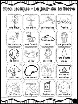 French Earth Day Vocabulary Jour De La Terre Vocabulaire Et Lexique