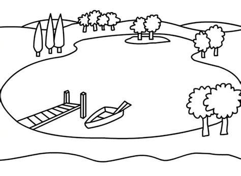 Coloring Lake Drawing Pages Boat Steam Tahoe Ship Ferry Cruise Canoe