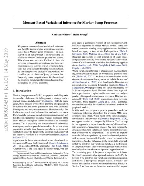 moment based variational inference for markov jump processes deepai