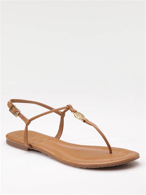 Tory Burch Emmy Logo Thong Sandals In Brown Royal Tan Lyst