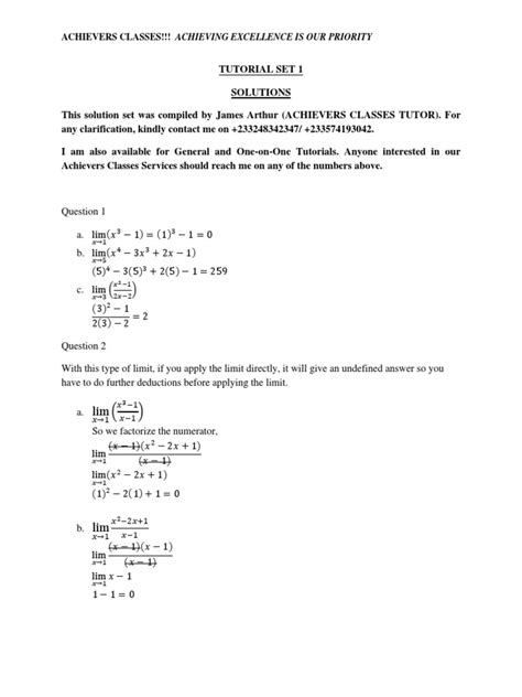 a detailed guide to solving limits and derivative problems pdf mathematical objects