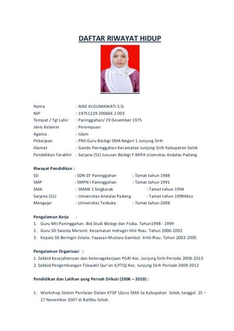 Daftar Riwayat Hidup Contoh