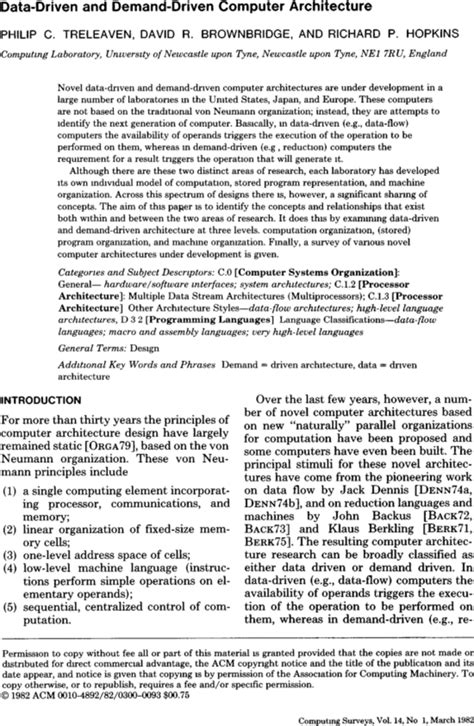 data driven and demand driven computer architecture acm computing surveys