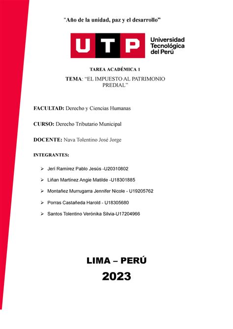 TA1 Tributario PARA Imprimir Año de la unidad paz y el desarrollo