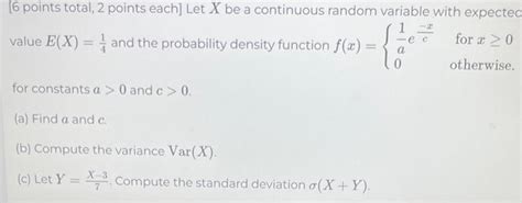 solved [6 points total 2 points each] let x be a continuous