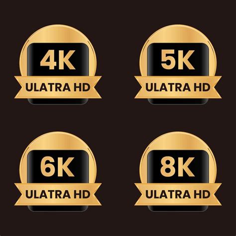 Golden 8K 6K 5k 4k Ultra HD Video Resolution Button Set 11252035