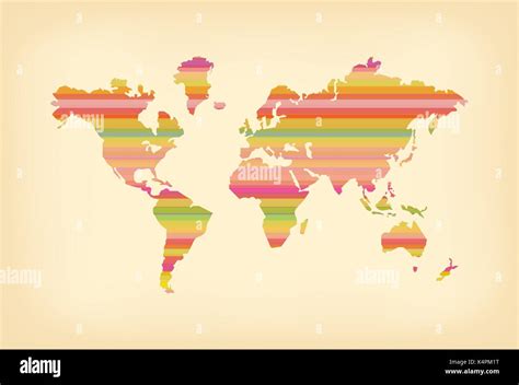 Concepto mapa del mundo ilustración plantilla con rayas coloridas y