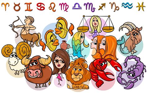 Horoscope Zodiac Signs Collection Cartoon Illustration 1945311 Vector