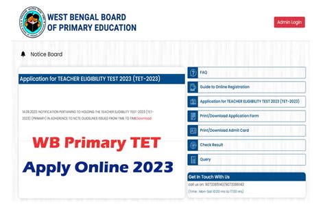 Wb Primary Tet Notification West Bengal Primary Tet Online