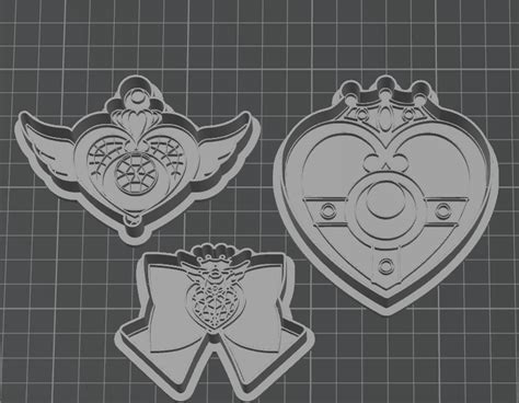 Stl File Sailormoon Pack 3 Cookie Cutter Cookie Cutters・3d Printable Model To Download・cults