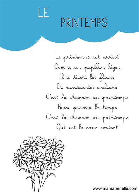 Comptine Le Printemps Ma Maternelle