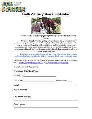 Fillable Online Fairfaxcounty YAB Application Form Fairfax County