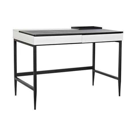 Rašomasis stalas dkd home decor juoda metalinis mdf balta pu 110 x 55