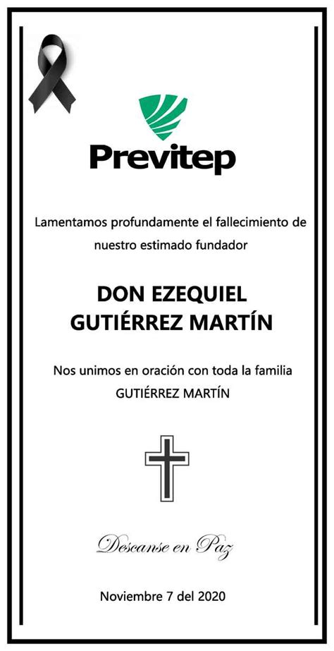 Ezequiel Gutiérrez Martín Obituario Esquela