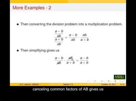 Simplifying Complex Rational Expressions Youtube