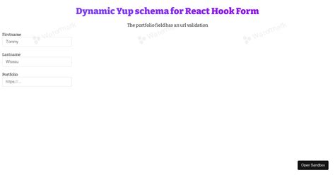 Dynamic Yup Schema For React Hook Form Forked Codesandbox