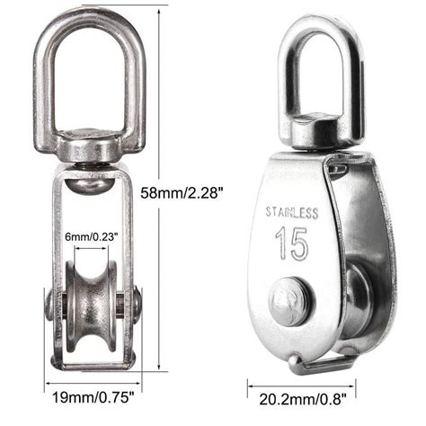 Pcs Single Pulley Block Mm Stainless Steel Wire Rope Crane Pulley