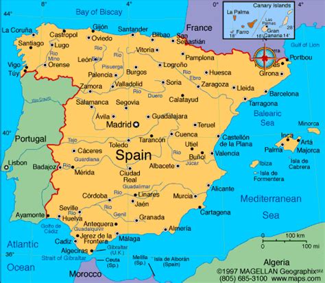 Carte routière Espagne Portugal Vacances Guide Voyage