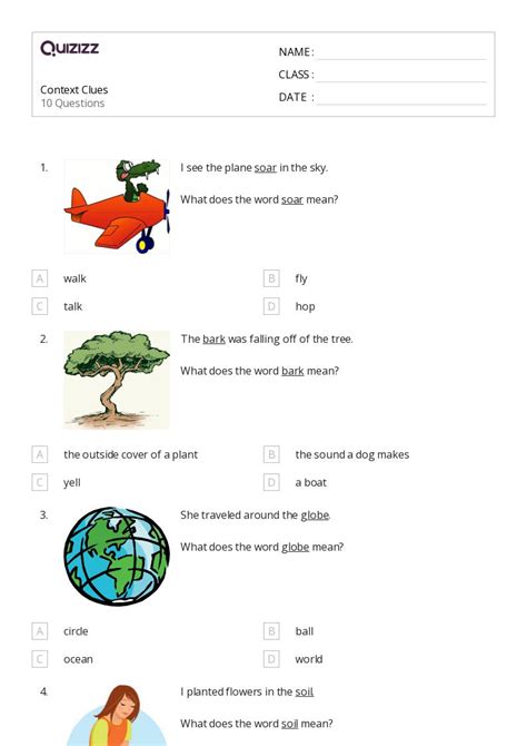Determining Meaning Using Context Clues Worksheets For St