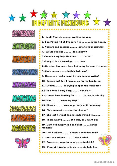 INDEFINITE PRONOUNS Español ELE hojas de trabajo pdf doc