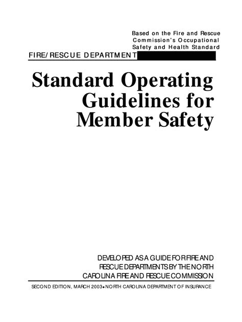 Standard Operating Guidelines Safety Rescue Fill Online Printable