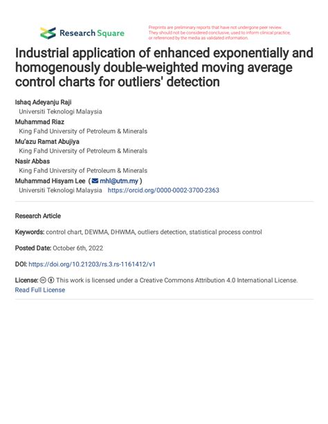 pdf industrial application of enhanced exponentially and homogenously double weighted moving