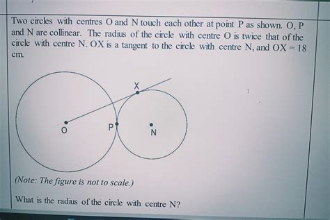 Two Circles With Centres O And N Touch Each Other At Point P As Shown