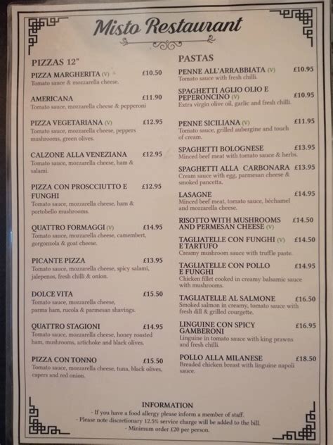 Menu At Misto Restaurant London 7 Shepherd Market