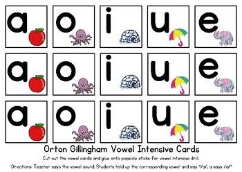 Orton Gillingham Vowel Intensive Drill Cards By Primary Things By Bonnie