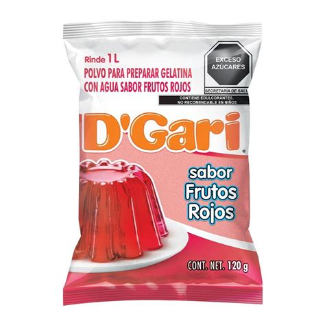 Polvo Para Preparar Gelatina D Gari De Agua Sabor Frutos Rojos 120 G