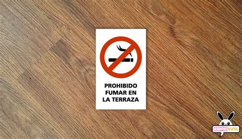 Prohibido Fumar En La Terraza Cartel Impreso Sobre Vinilo Adhesivo